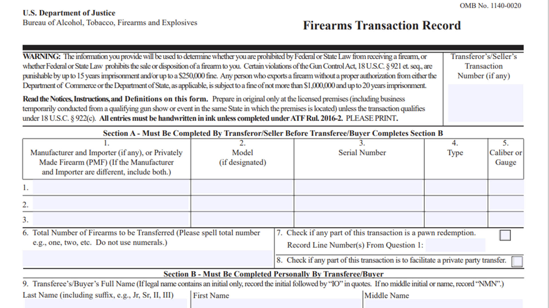 Privately Made Firearm Code Added To New 4473 An Official Journal Of